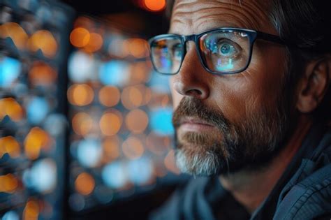 Premium Photo Man With Glasses Observing Distant Object