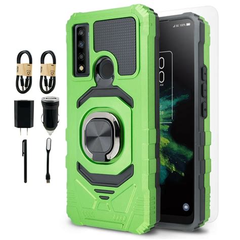 Value Pack For TCL XE XE Ring Hybrid Phone Case Magnet Mount Ready Grip Grids Kickstand