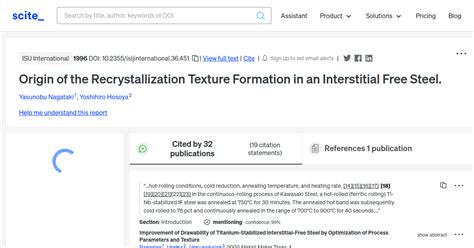 Origin Of The Recrystallization Texture Formation In An Interstitial Free Steel Scite Report