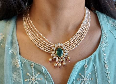 Emerald And Ruby Beads Long Necklace Designs With Cz Pendants Artofit