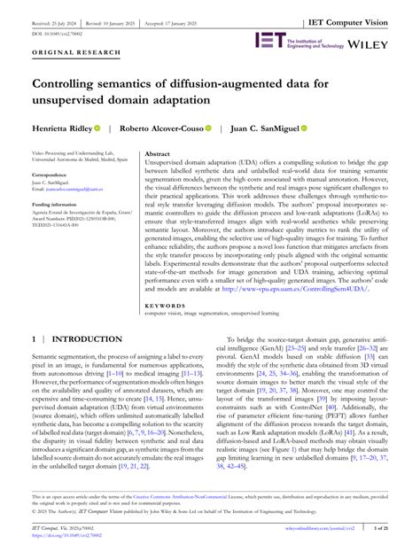 Pdf Controlling Semantics Of Diffusion‐augmented Data For Unsupervised Domain Adaptation
