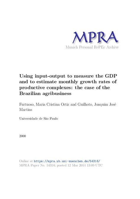 Pdf Using Input Output To Measure The Gdp And To Estimate Monthly