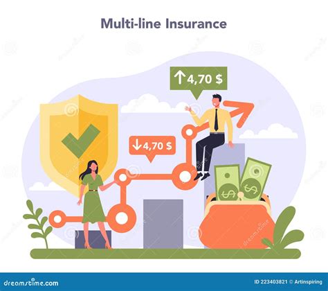 Insurance Sector Line Icons Collection Coverage Premiums Deductibles