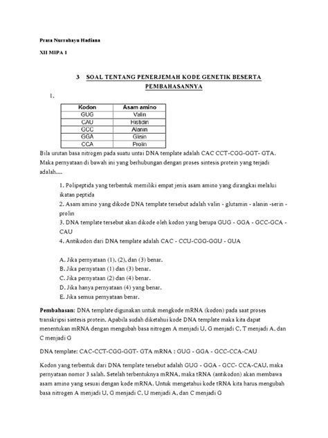 Biologi Kode Genetik Prasa Pdf Metode And Bahan Ajar Sains And Matematika