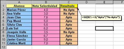 Excel FUNCION SI EN EXCEL