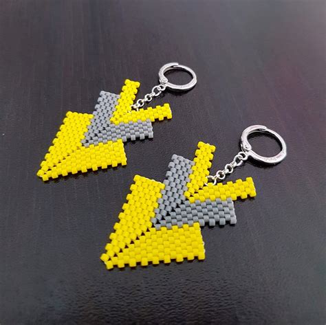 Yellow Statement Earrings Beaded Yellow Earrings Ultimate Gray