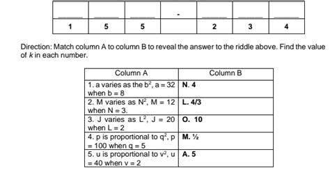 Solved Direction Match Column A To Column B To Reveal The Answer To