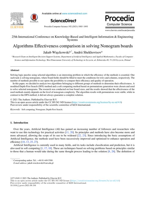 Pdf Algorithms Effectiveness Comparison In Solving Nonogram Boards