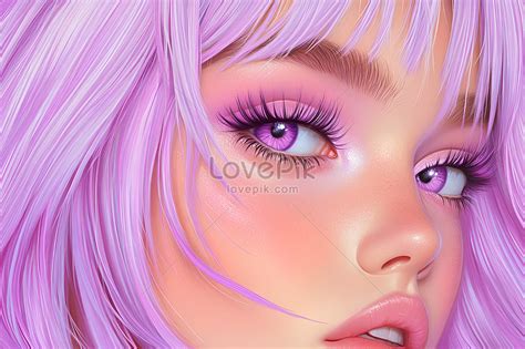 보라색 머리 소녀 일러스트 무료 다운로드 Lovepik