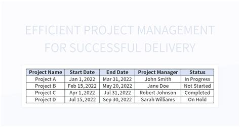Efficient Project Management For Successful Delivery Excel Template And