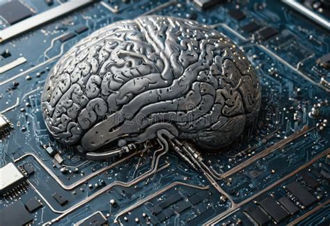 Human Brain In Semiconductor Generative Ai Stock Illustration