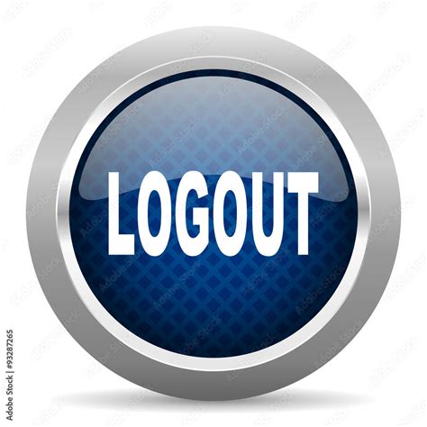 Logout Blue Circle Glossy Web Icon On White Background Round Button For Internet And Mobile App