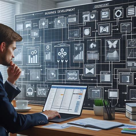 Business Developer Using Kanban Board Framework On Laptop Computer Agile Software Development L