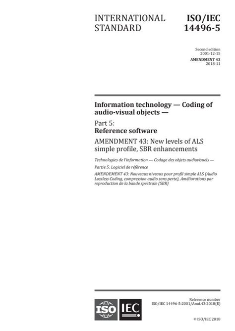 ISO IEC 14496 5 2001 Amd 43 2018 Information Technology Coding Of Audio Visual Objects Part 5