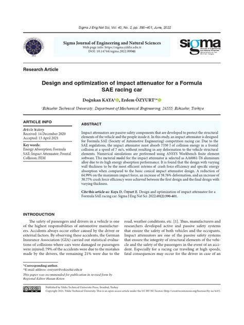 Design And Optimization Of Impact Attenuator For A Formula Sae Racing