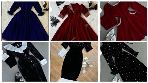 New Velvet Short Party Dress Design لباس های جدید مخمل محفلی دامن