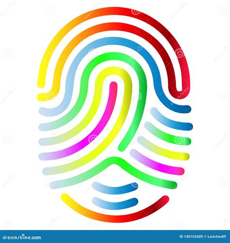 Color Fingerprint Symbol Shape Abstract Vector Fingerprint Icon Biometric Security Sign Stock