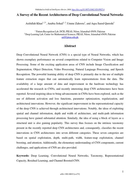 A Survey Of The Recent Architectures Of Deep Convolutional Neural Networks Pdf Visual Cortex