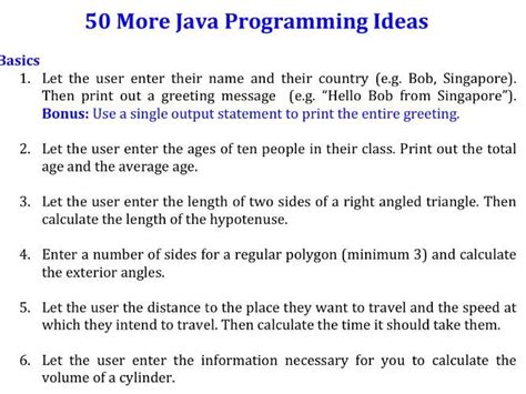 50 More Java Programming Exercises Beginners To Advanced Teaching Resources