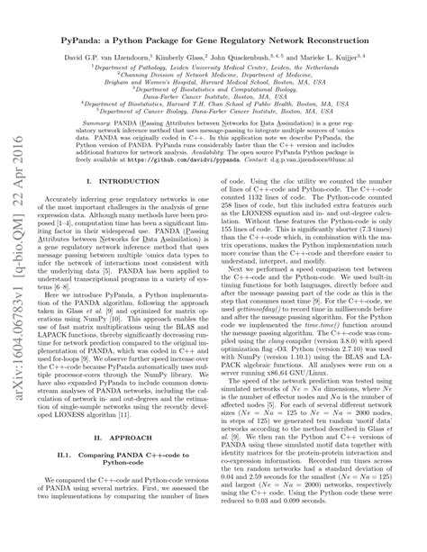 Pdf Pypanda A Python Package For Gene Regulatory Network Reconstruction