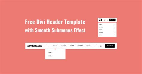 Free Download Divi Header Template With Smooth Submenus Effect