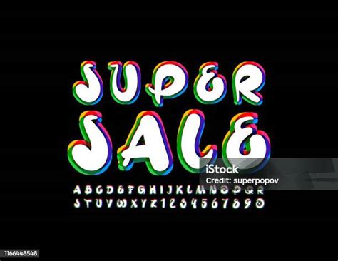 벡터 밝은 원래 포스터 슈퍼 판매 와 대문자 알파벳 필기 트렌디 글꼴 가격에 대한 스톡 벡터 아트 및 기타 이미지 가격 개념 광고 Istock