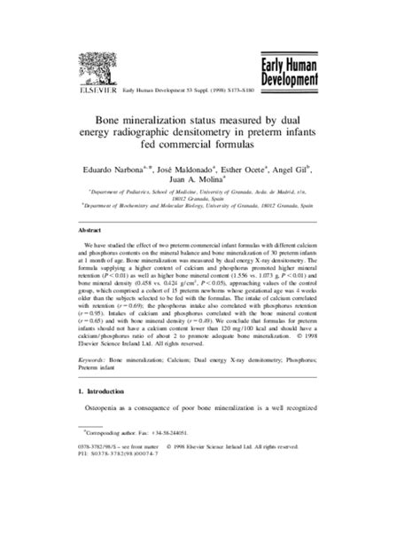 Pdf Bone Mineralization Status Measured By Dual Energy Radiographic