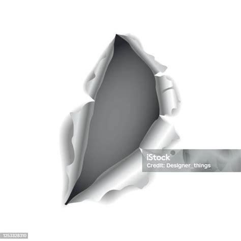 종이 구멍 찢어진 가장자리가있는 사실적인 벡터 찢어진 용지 어두운 배경에 종이 시트에 찢어진 구멍 벡터 일러스트레이션 가장자리에 대한 스톡 벡터 아트 및 기타 이미지