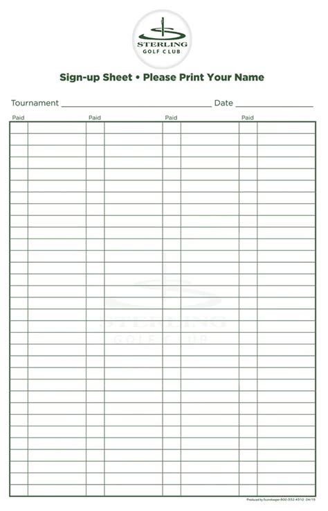 Golf Tournament Sign Up Sheet Template Golf Tournament Flyer Template