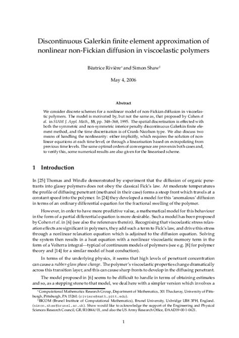 Pdf Discontinuous Galerkin Finite Element Methods For Linear Elasticity And Quasistatic Linear