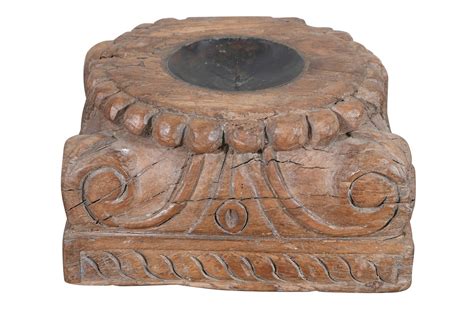 Antique Indian Teak Wood Pillar Base Candle Holder Jardinopia Ltd