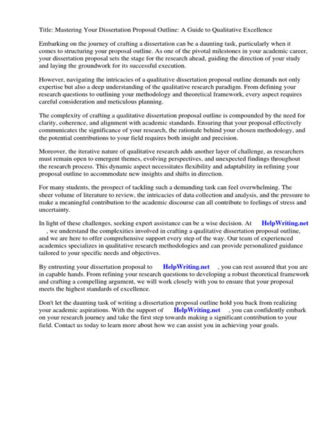 Dissertation Proposal Outline Qualitative Pdf Thesis Qualitative Research