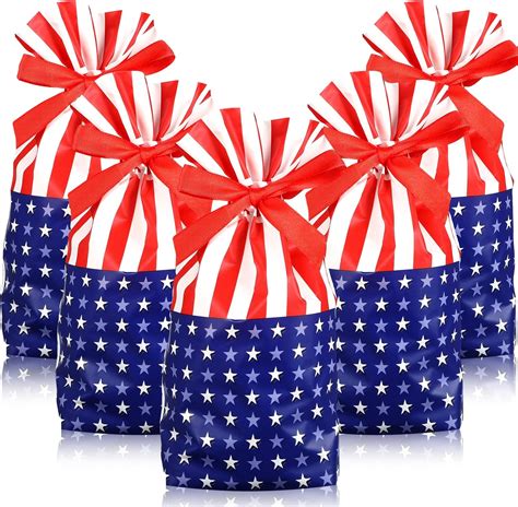 Ctosree 40 Pieces American Flag T Bags 4th Of July Treat