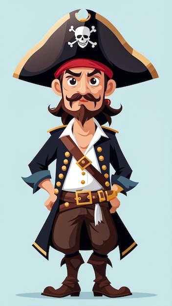 Пират с мечом в руке Карикатурная векторная иллюстрация Премиум Ai сгенерированное изображение