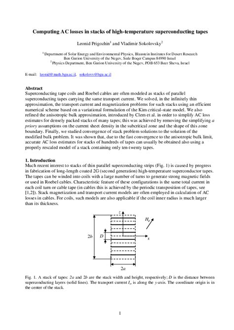 Pdf Computing Ac Losses In Stacks Of High Temperature Superconducting Tapes