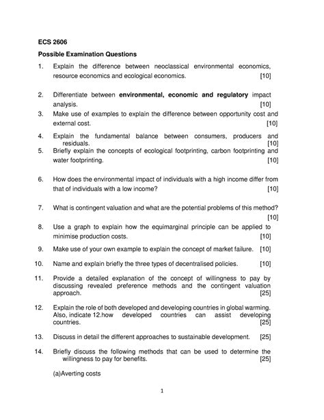 Ecs Possible Exam Qs Economics Is A Social Science 1 Ecs 2606