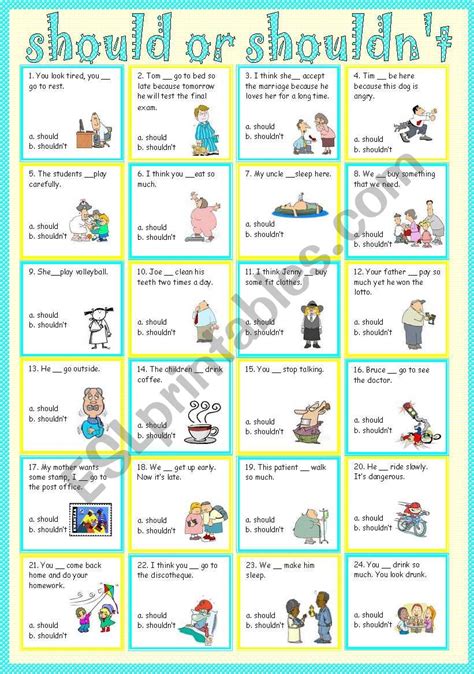 Should Or Shouldnt ESL Worksheet By Sweetdreamja