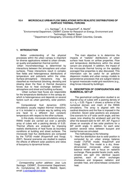 Pdf Microscale Urban Flow Simulations With Realistic Distributions Of Surface Thermal Forcing