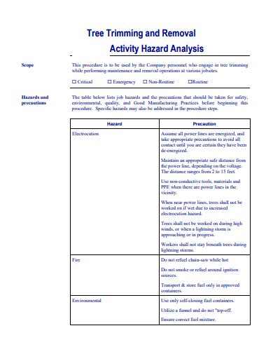 FREE Activity Hazard Analysis Samples In PDF