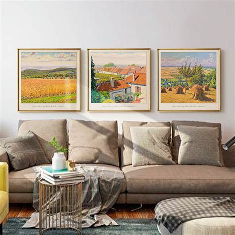 印象派光影风景画现代客厅组合挂画沙发背景墙装饰画卧室餐厅壁画 虎窝淘