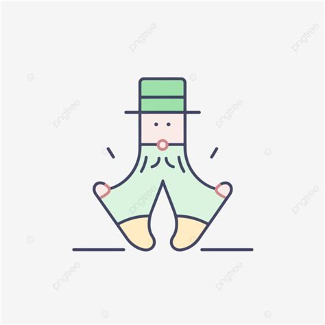 추상 라인 디자인 벡터 일러스트 레이 션에 모자를 쓰고 레프리콘 흰색 배경에 귀여운 엘프 다리를 묘사한 직계 아이콘 Flaticon 및 드리블에 의한 벡터 일러스트