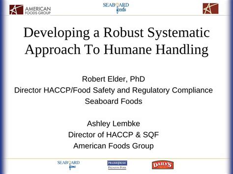 Pdf Developing A Robust Systematic Approach To Humane Handling