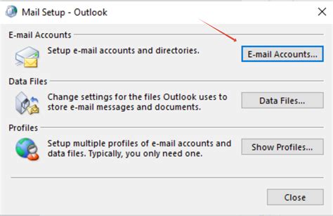 Outlook 2019 Control Panel Email Setup