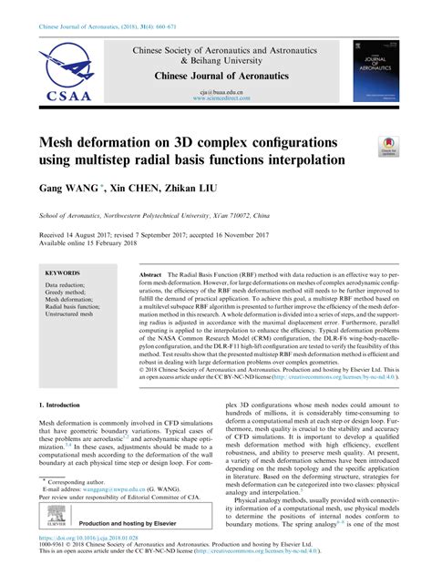 Pdf Mesh Deformation On 3d Complex Configurations Using Multistep Radial Basis Functions