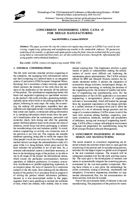 Pdf Concurrent Engineering Using Catia V5 For Mould Manufacturing