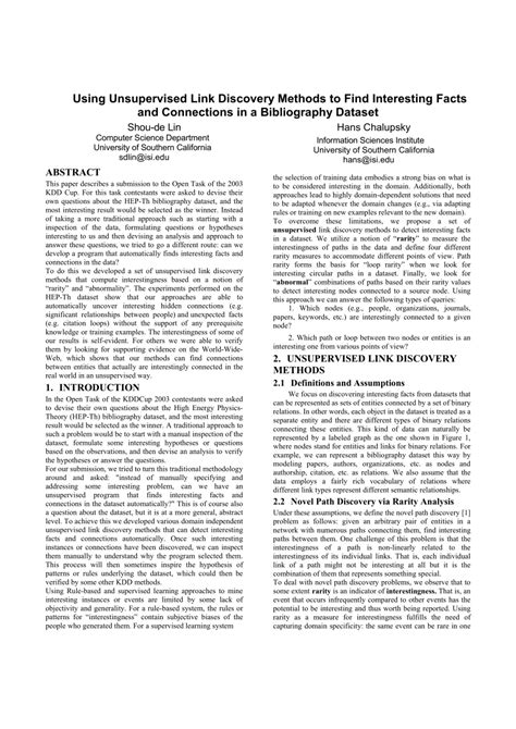 Pdf Using Unsupervised Link Discovery Methods To Find Interesting Facts And Connections In A