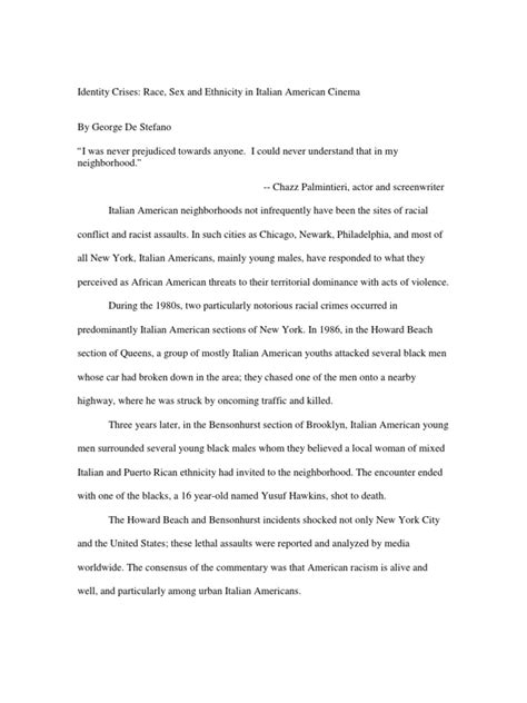 Identity Crises Race Sex And Ethnicity In Italian American Cinema