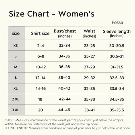 Size Chart Fossa Womens Monterey Bay Aquarium Store