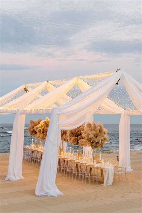 Beach Wedding Reception With Stunning Tent Lights Pin For Your Beach Wedding Inspiration