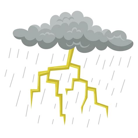 Premium Vector Grey Cloud With Rain And Lightning Drawing Of Rain Or Thunder Isolated On White
